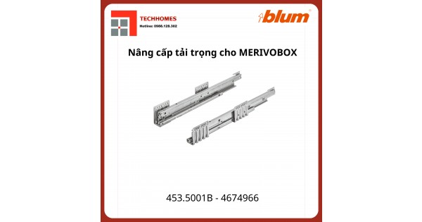 Bộ ray Blum 453.5001B 500mm giảm chấn nâng cấp tải trọng cho MERIVOBOX ...