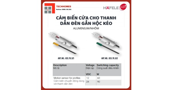 CẢM BIẾN CHO THANH DẪN ĐÈN GẮN HỘC KÉO HAFELE LOOX5 12V 60W 833.70.321