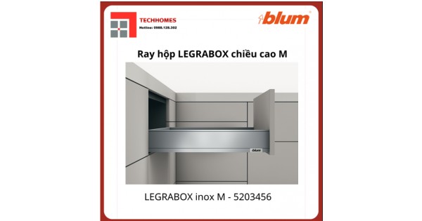 Ray hộp LEGRABOX inox M, chiều cao M 90,5mm, 5203456