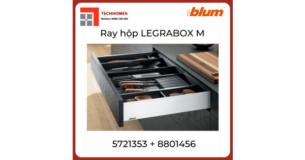 Trọn bộ ray hộp LEGRABOX M - Blum 40kg trắng