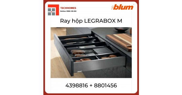 Trọn bộ ray hộp LEGRABOX M - Blum 70kg xám